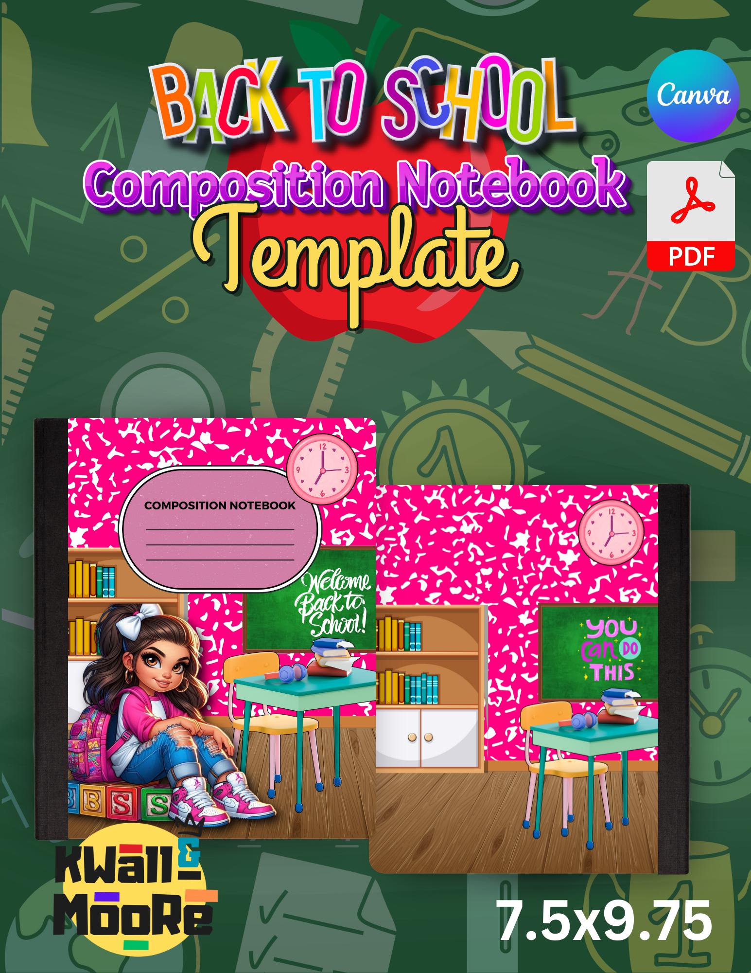 Editable Back 2 School Composition Notebook Template, Back to School ...