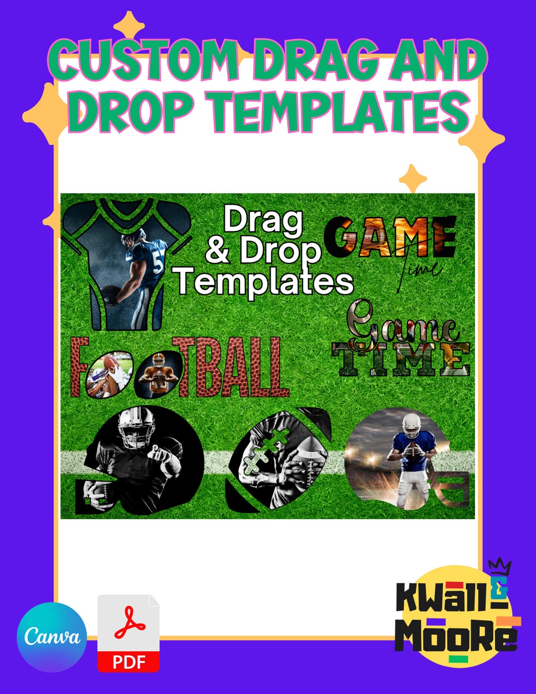 Blank Football Themed Drag N Drop Templates Bundle, Gift Box Template ...