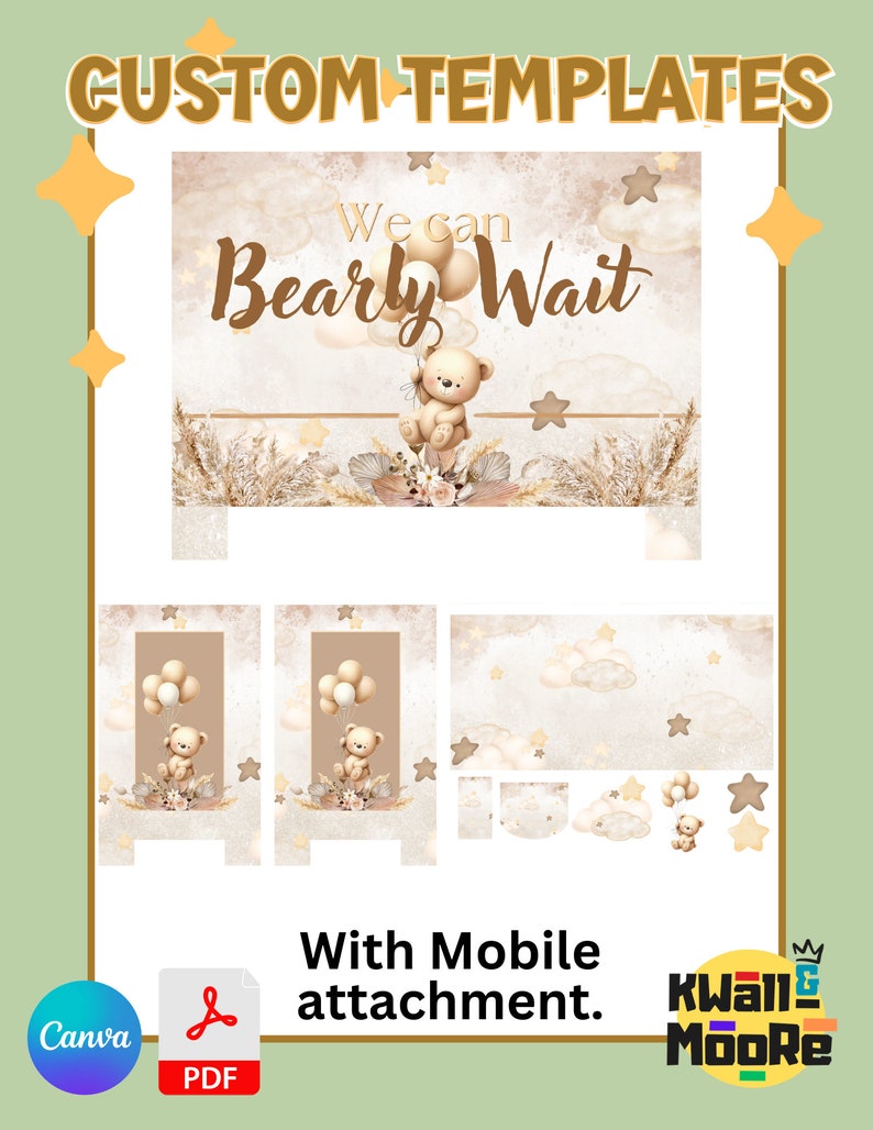 3 Sizes Bearly Wait Unisex Crib Gift Box Template, Custom Gift Box, Foam Board Box, Canvas Link ...