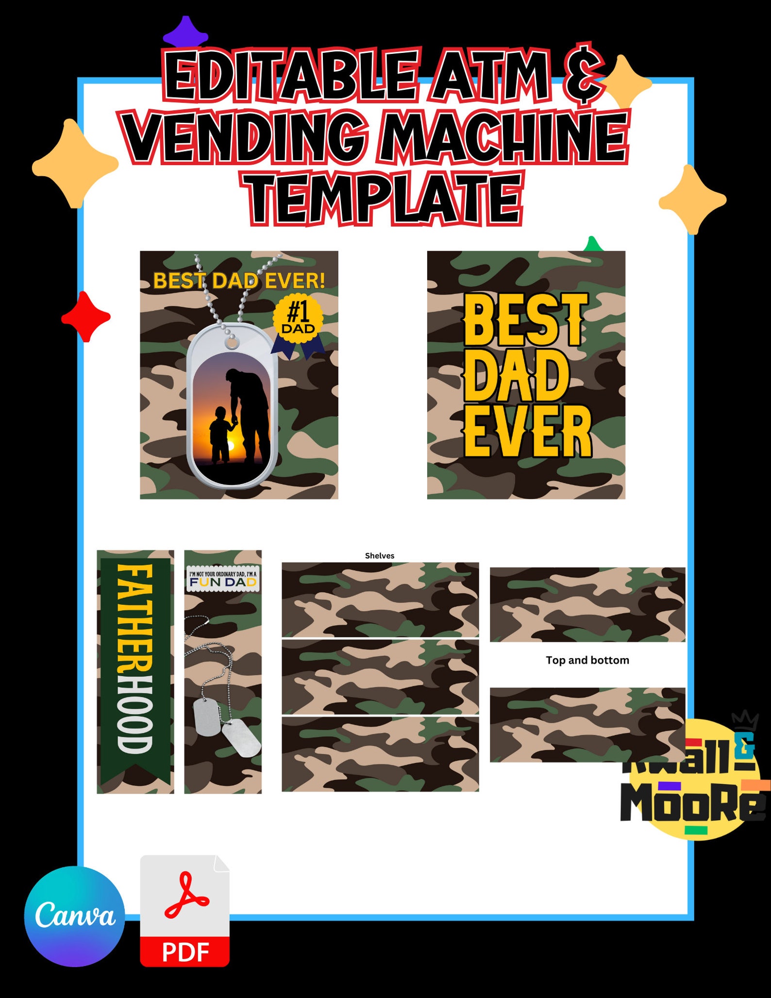 3 Sizes Army Theme Father's Day ATM & Vending Machine Gift Box Template ...