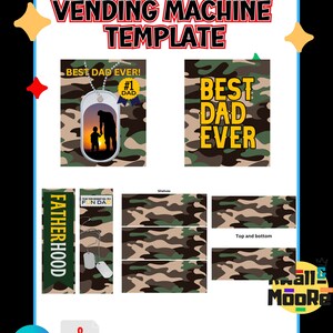 3 Sizes Army Theme Father's Day ATM & Vending Machine Gift Box Template ...
