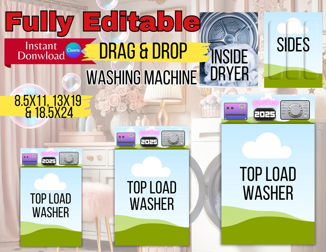 Fully Editable Washing Machine Gift Box Template, Custom Easter Gift ...