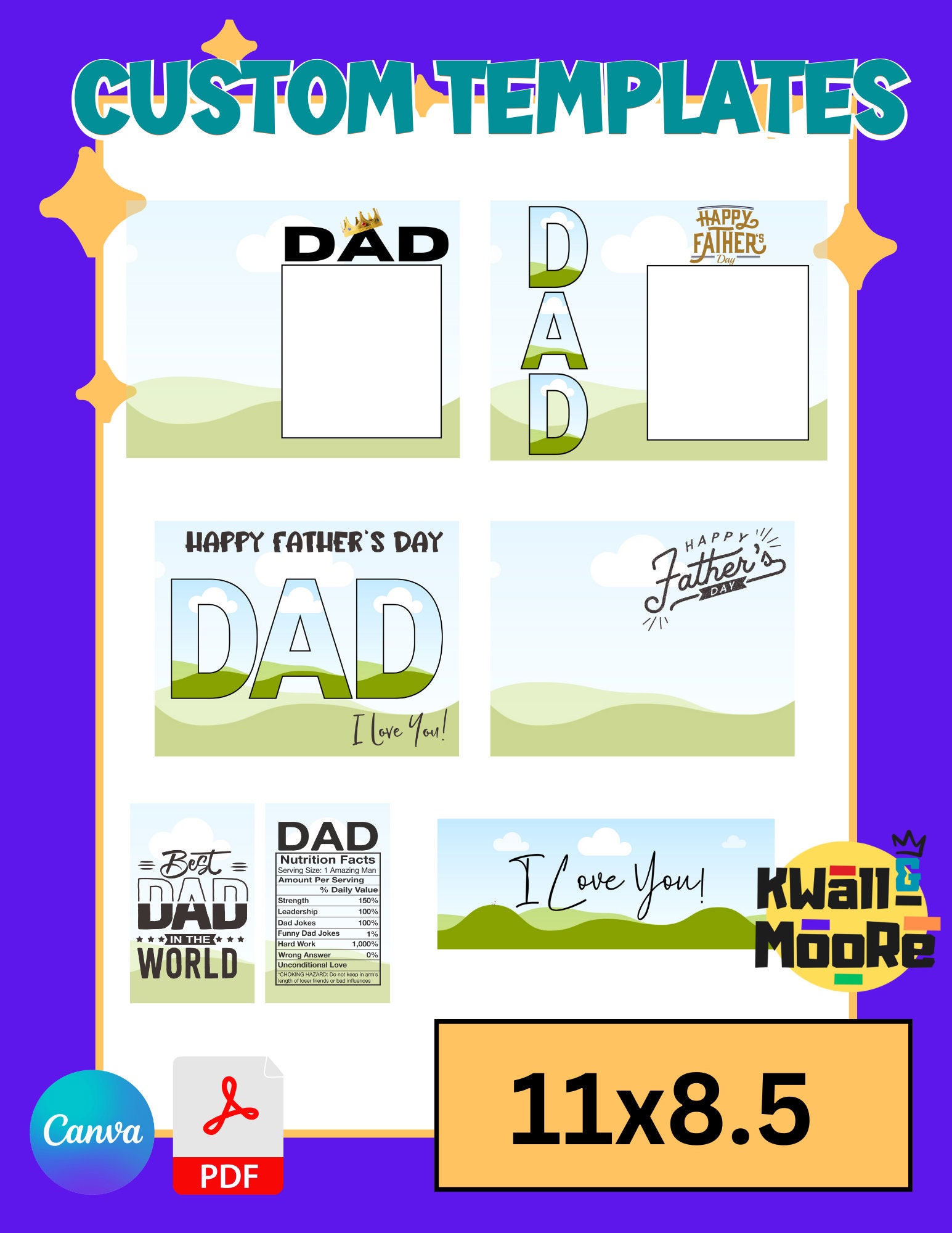 Editable Father's Day Memory Lane 11x8.5 Template, Gift Box, Custom ...