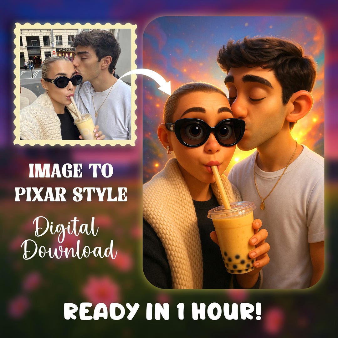 Custom 3D Cartoon Couple Pixar Style Portrait, Personalized Family 3D ...