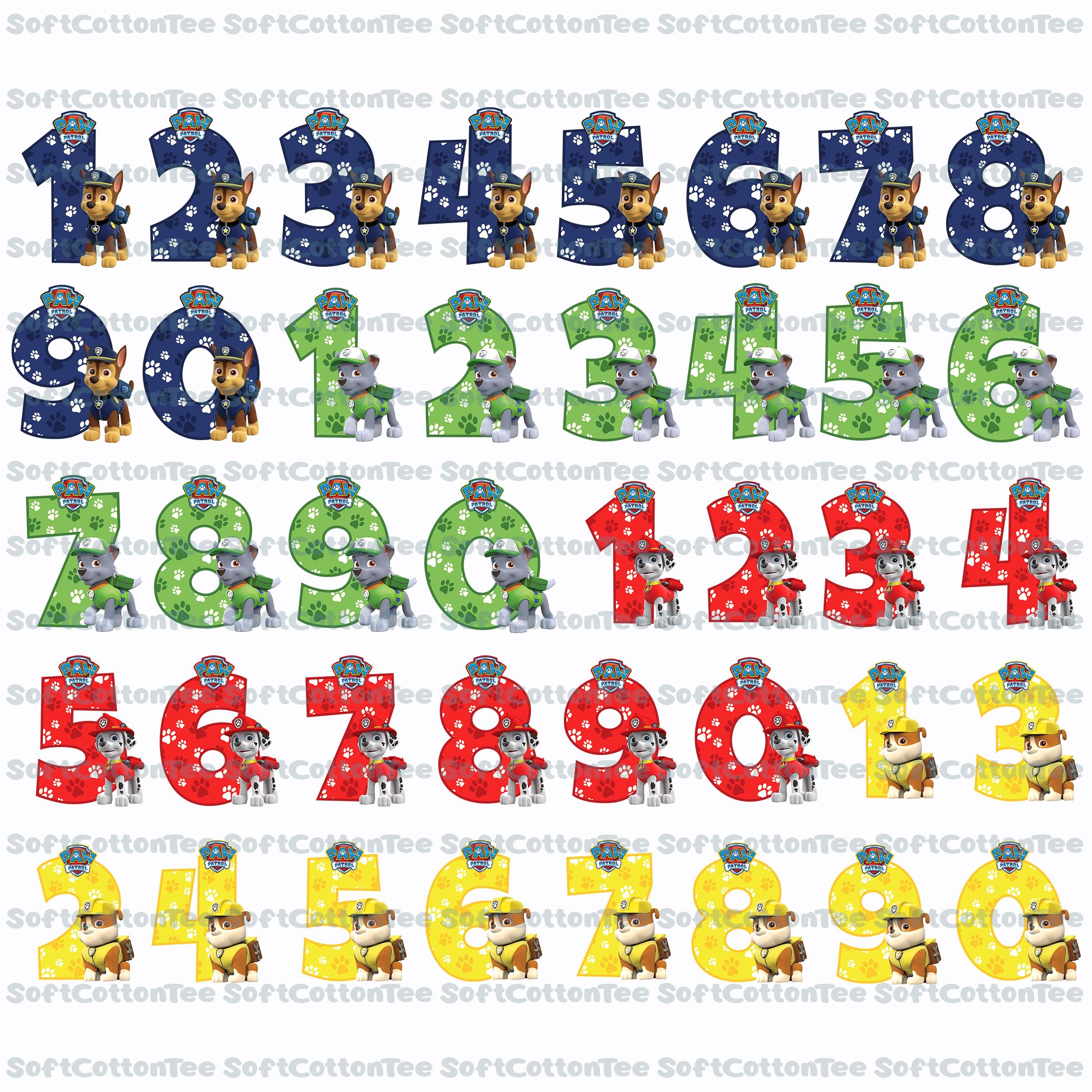 Boy and Dogs Number Family Png, Paw Dogs Number, Number Bundle Png, Paw ...
