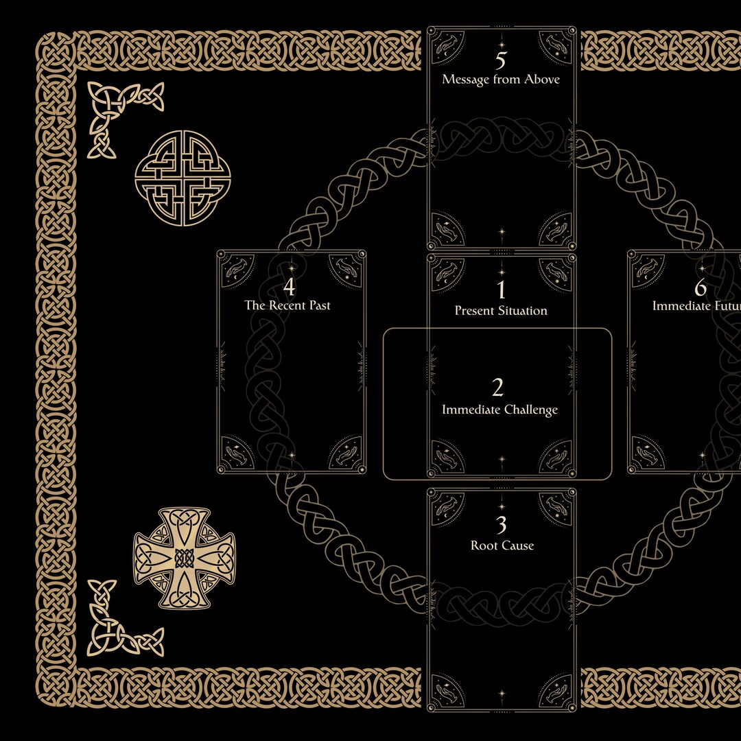 Black and Gold Celtic Tarot Mat, Celtic Knot Tarot Altar Mat, Celtic ...