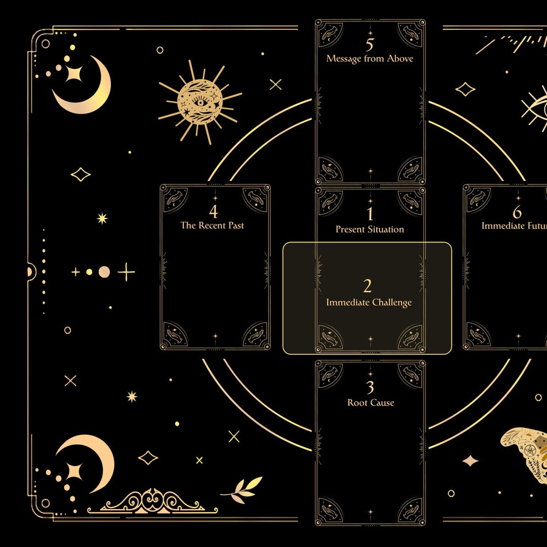 Celestial Tarot Spread Mat, Celtic Cross Altar Cloth, Mystical Card ...