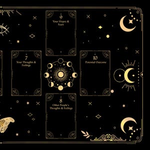 Celestial Tarot Spread Mat, Celtic Cross Altar Cloth, Mystical Card ...