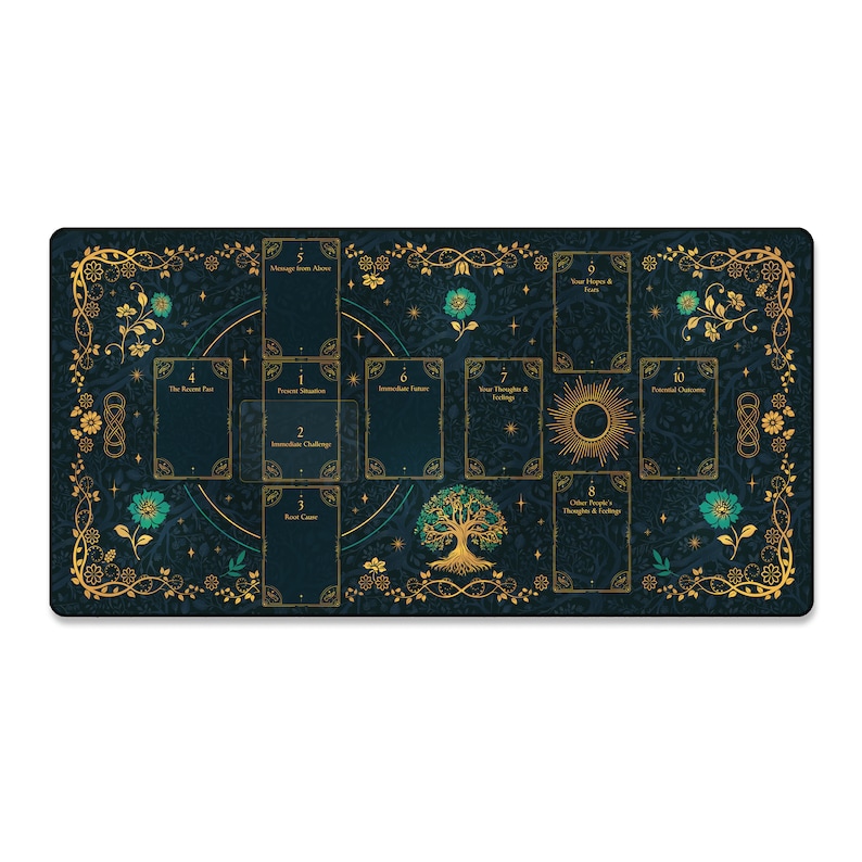 Tree of Life Gold & Teal Tarot Mat, Tree of Life Tarot Altar Mat ...