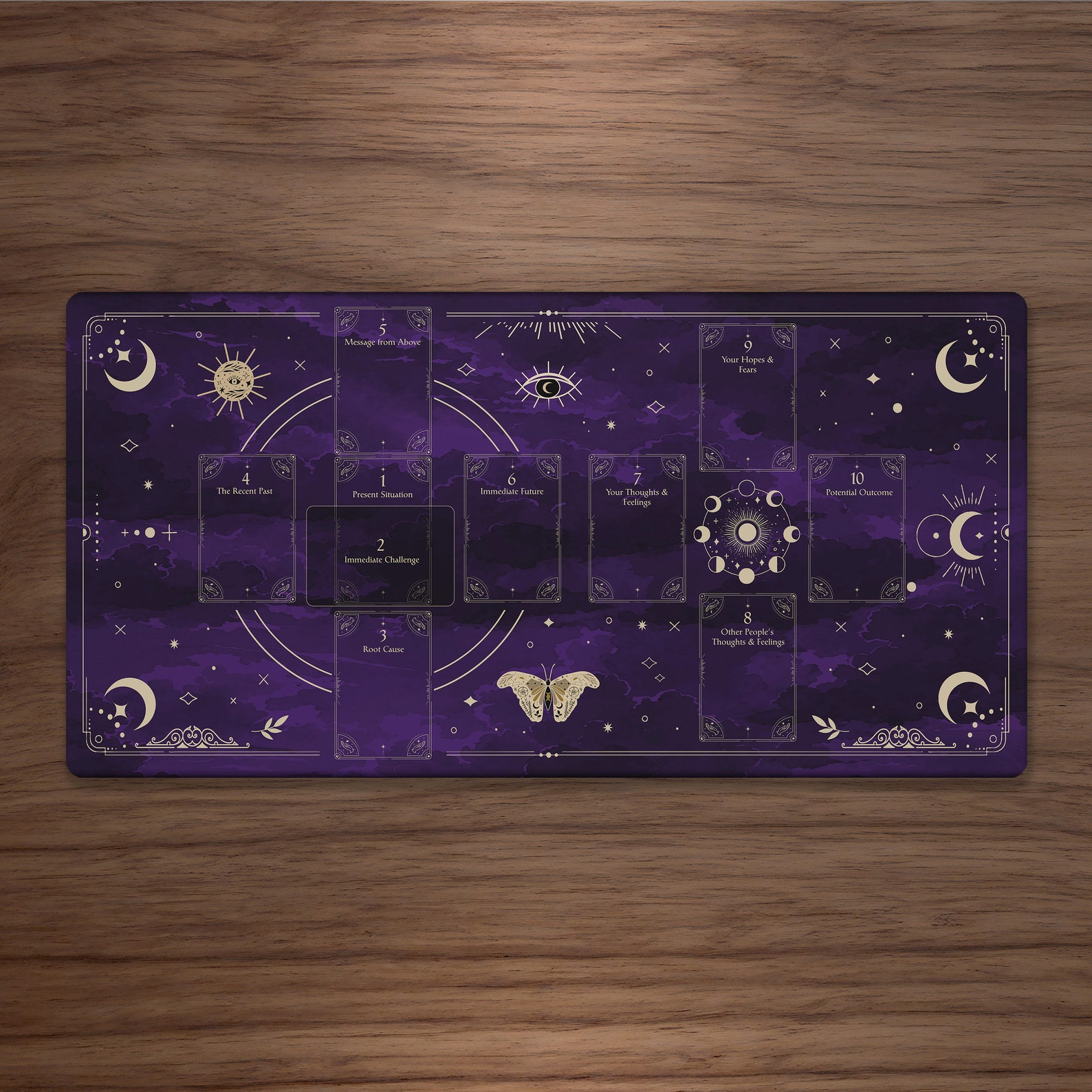 Celestial Tarot Mat: Altar Cloth With Card Placement Guide - Etsy