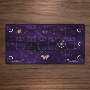 Celestial Tarot Mat: Altar Cloth With Card Placement Guide - Etsy
