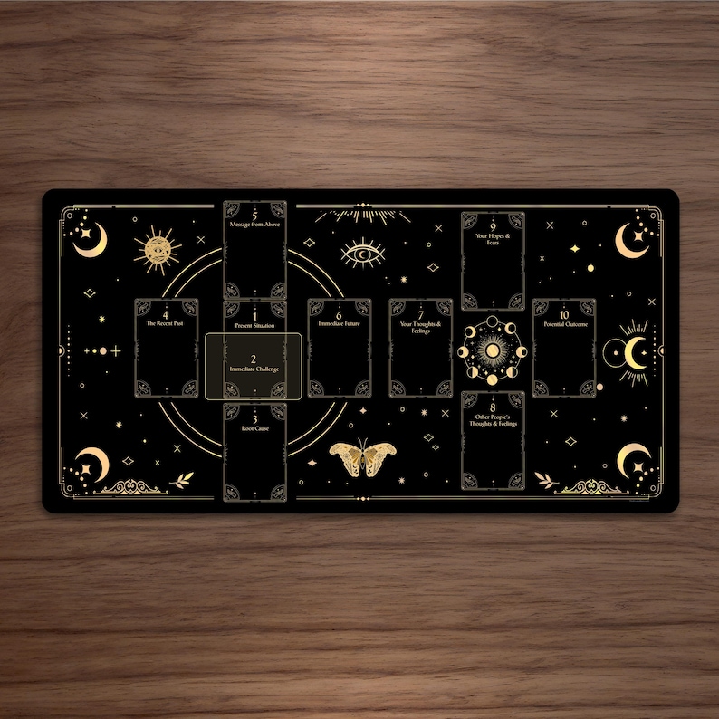 Celestial Tarot Spread Mat, Celtic Cross Altar Cloth, Mystical Card ...