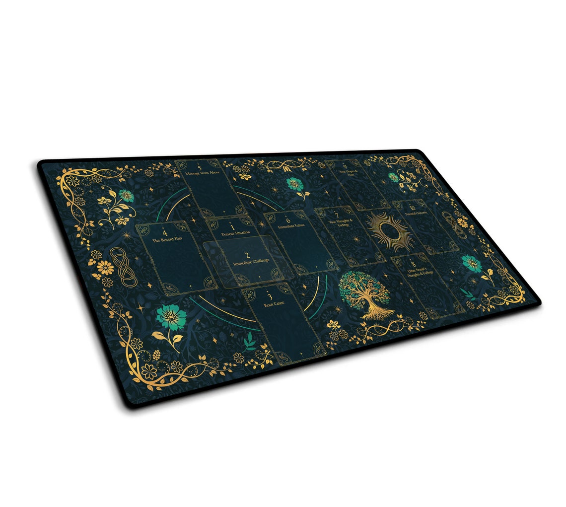 Tree of Life Gold & Teal Tarot Mat, Tree of Life Tarot Altar Mat ...