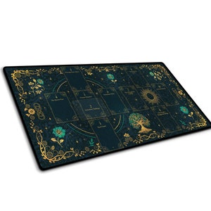 Tree of Life Gold & Teal Tarot Mat, Tree of Life Tarot Altar Mat ...