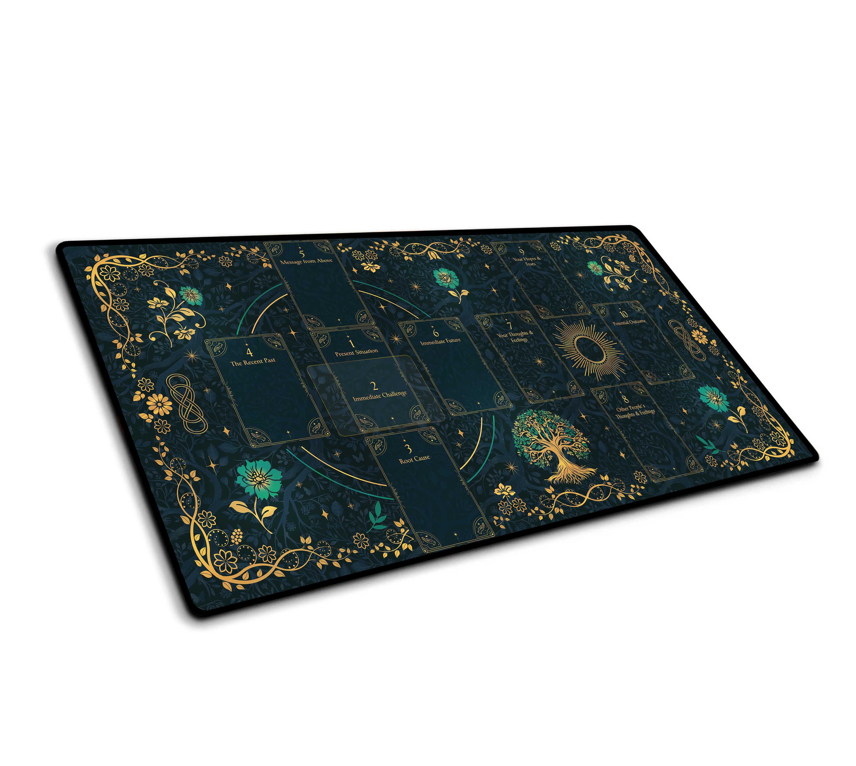 Tree of Life Gold & Teal Tarot Mat, Tree of Life Tarot Altar Mat ...