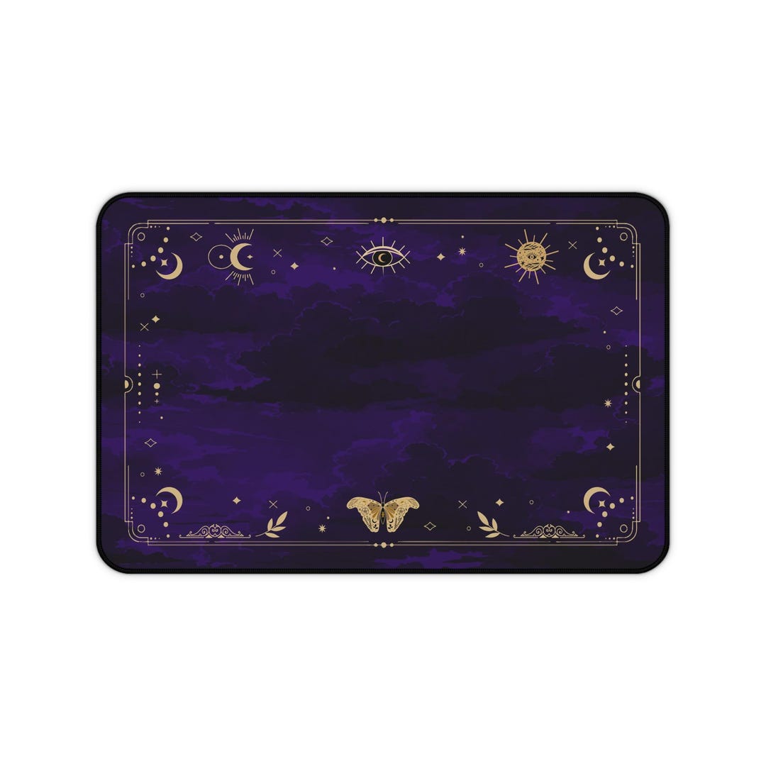 Celestial Tarot Mat: 3-card Spread, Purple & Gold Design - Etsy