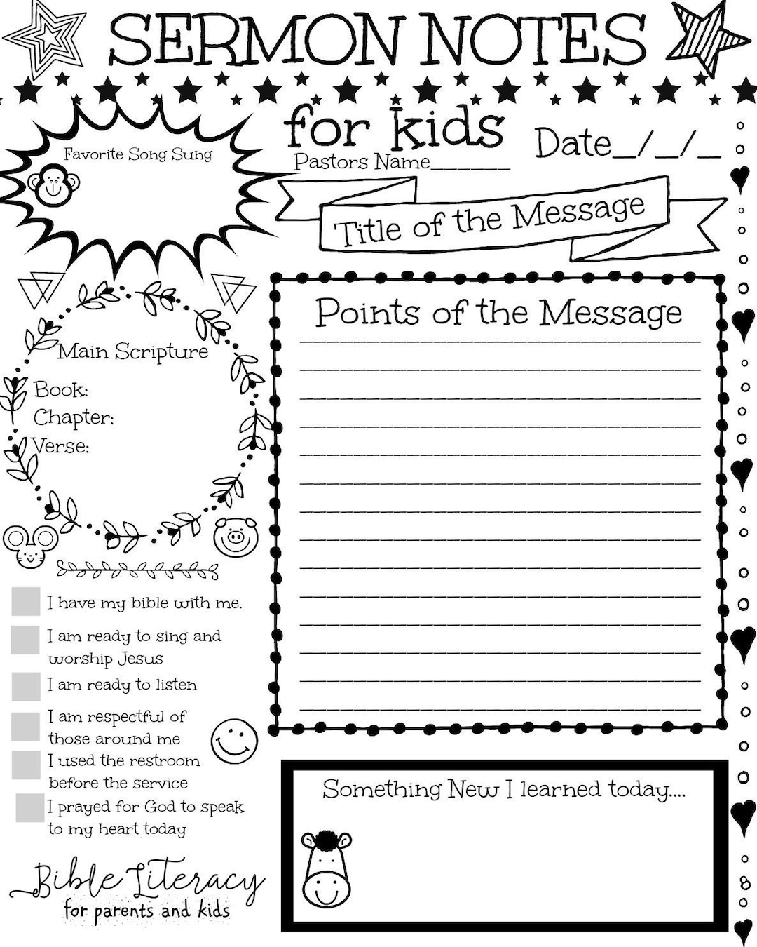 SERMON NOTES for KIDS - Etsy