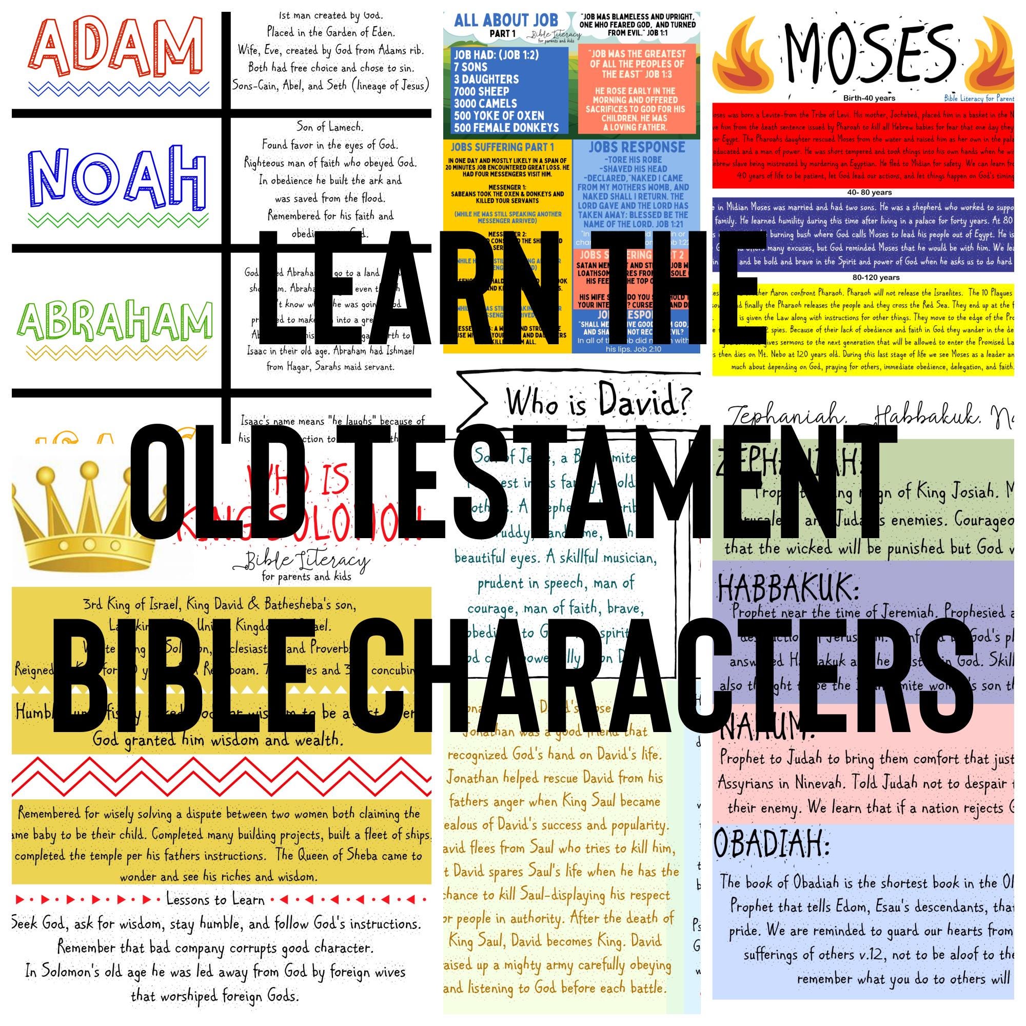 30 Old Testament Bible Character Sheets Full of Bio, What to Learn ...