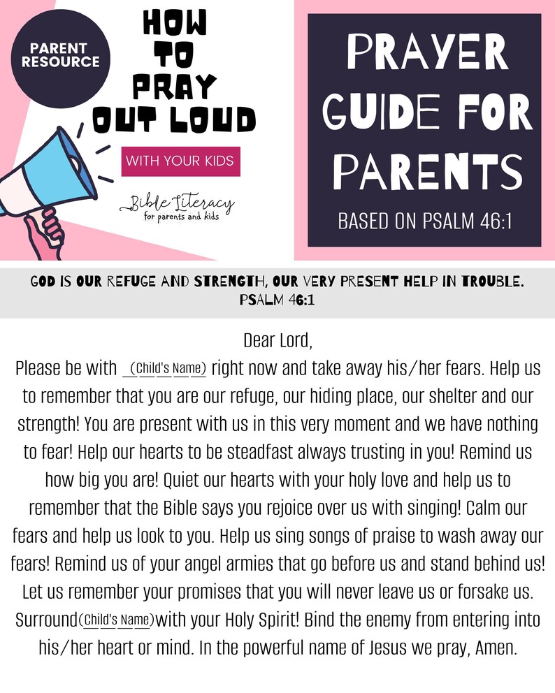 How to Pray Out Loud Over Your Kids Seven Page Guide - Etsy