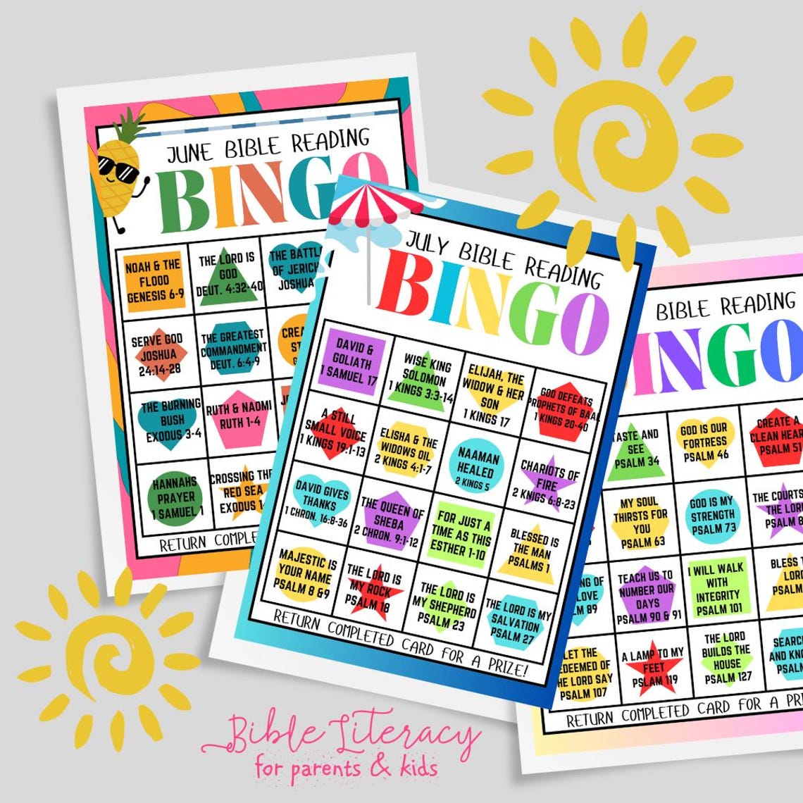Three Bible Reading Bingo Summer Games - Etsy