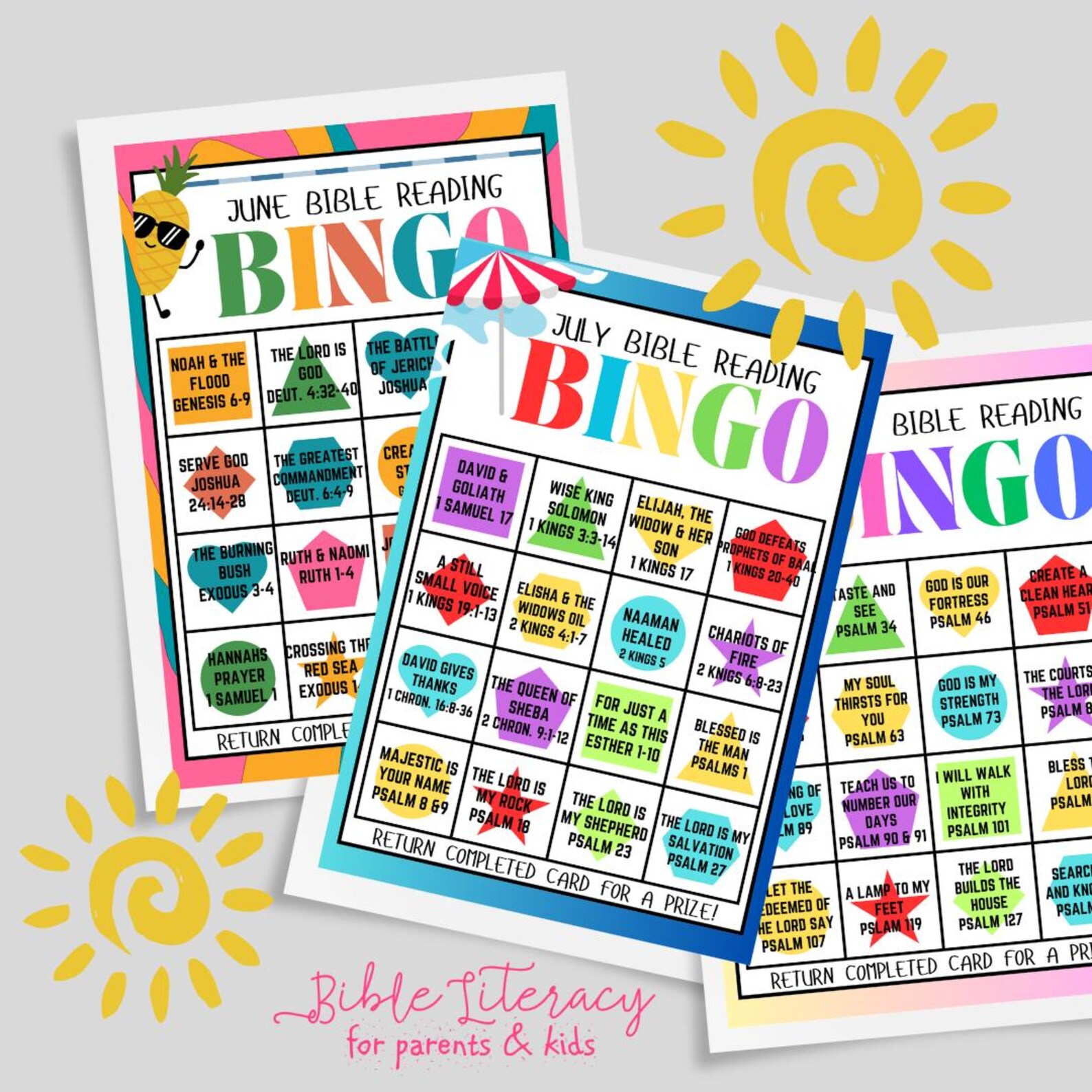 Three Bible Reading Bingo Summer Games - Etsy