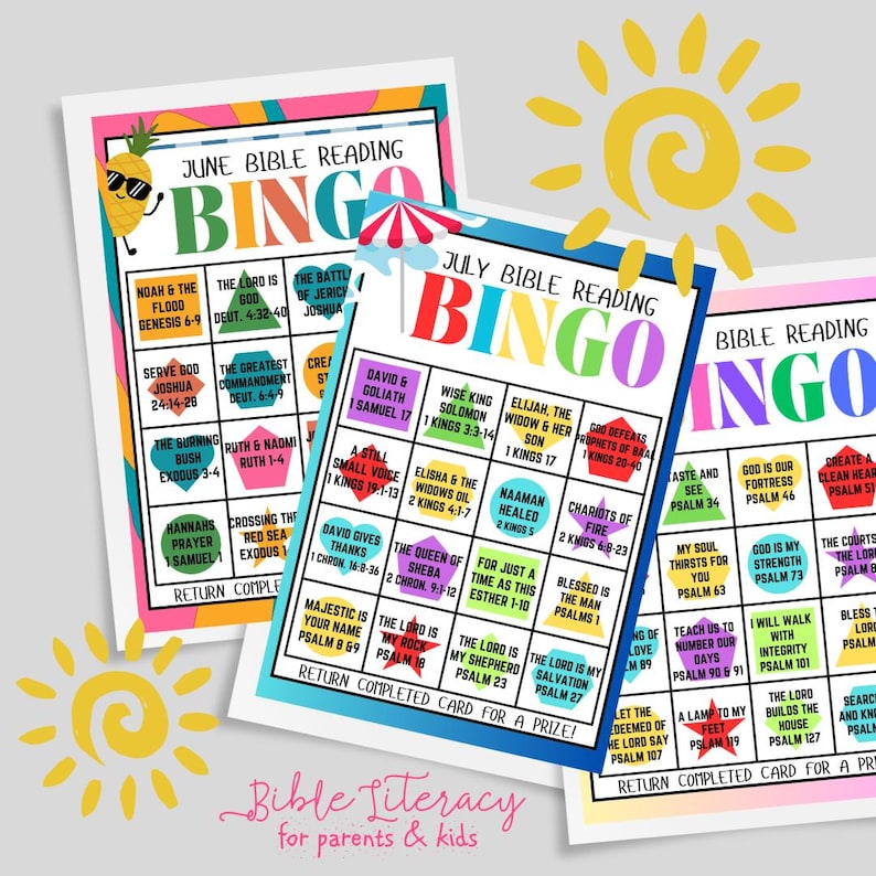 Three Bible Reading Bingo Summer Games - Etsy