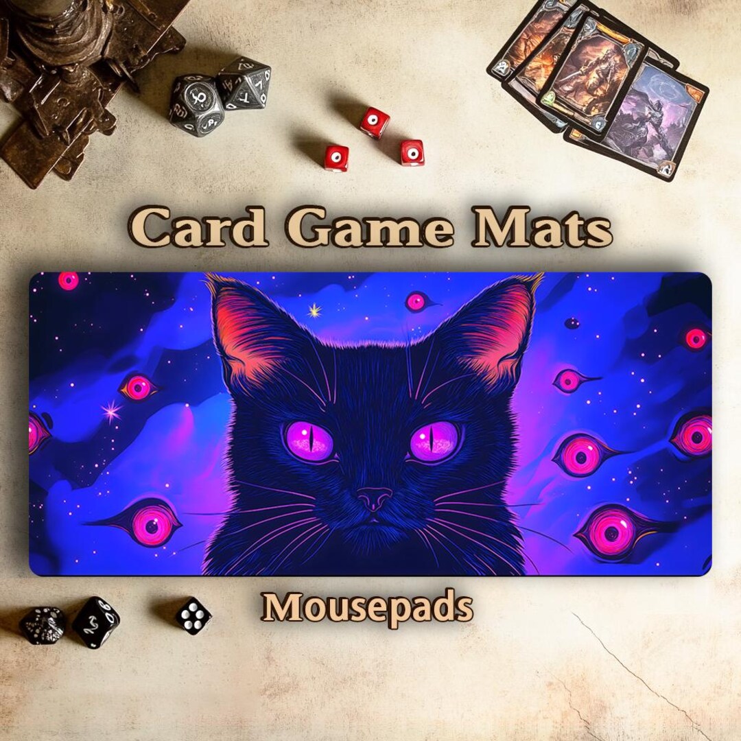 MTG Playmat Cute Kawaii. Cat Magician Theme Mousepads Cozy Gamer Girl ...