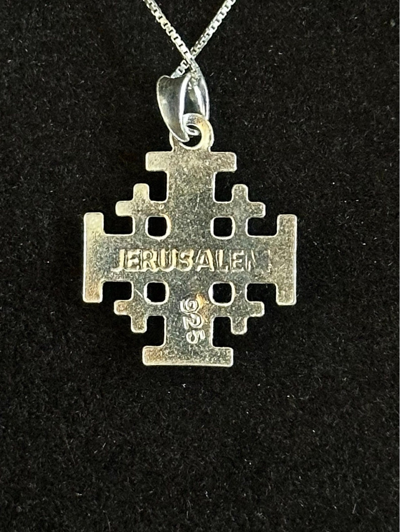 925 Silver Jerusalem Cross With Necklace - Etsy
