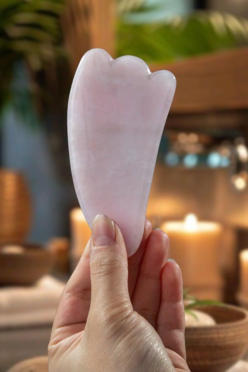 Rose Quartz Gua Sha – Natural Stone Duck Foot Shape Face Massage Tool ...