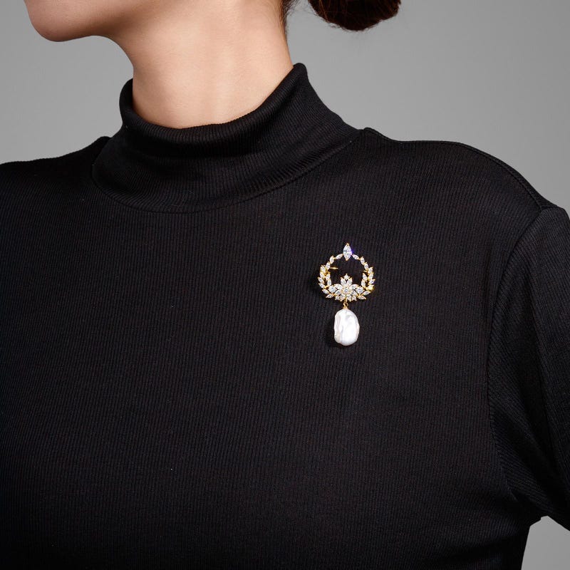Pearl Brooch - Etsy