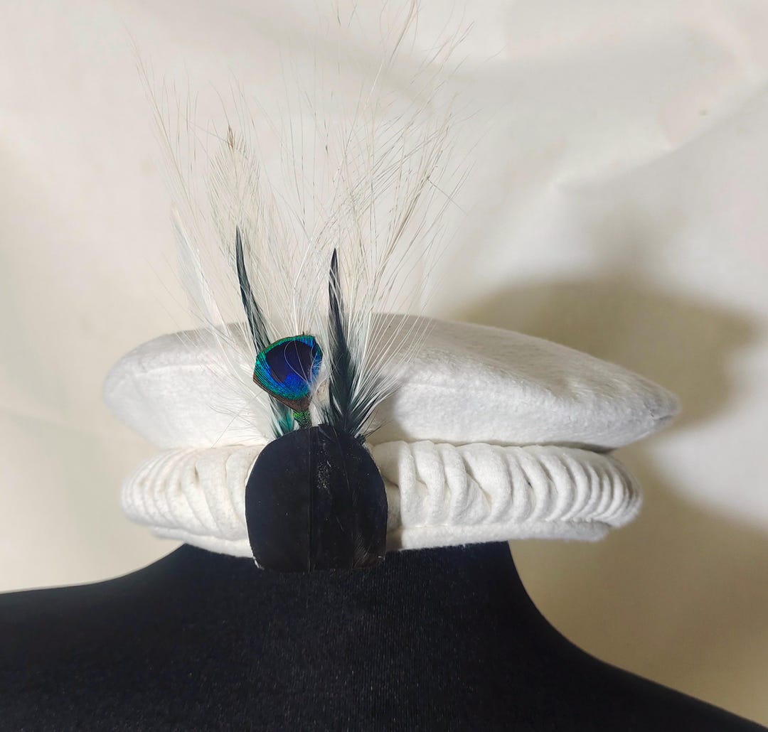 Pakol Cap With Feather With Lines Handmade Afghani Hat Wool Kausia Hat ...