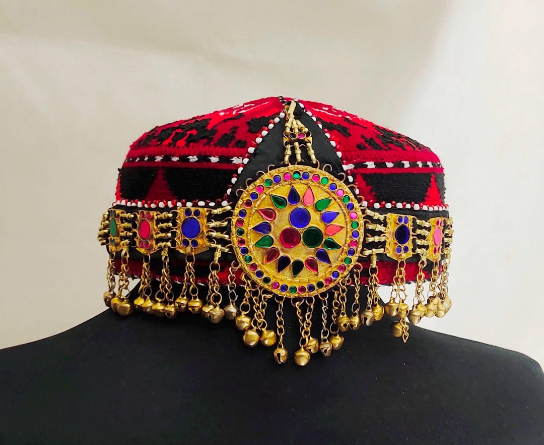 Halima Sultan Cap With Mathapatti Headpiece Afghan Women Jewlery ...