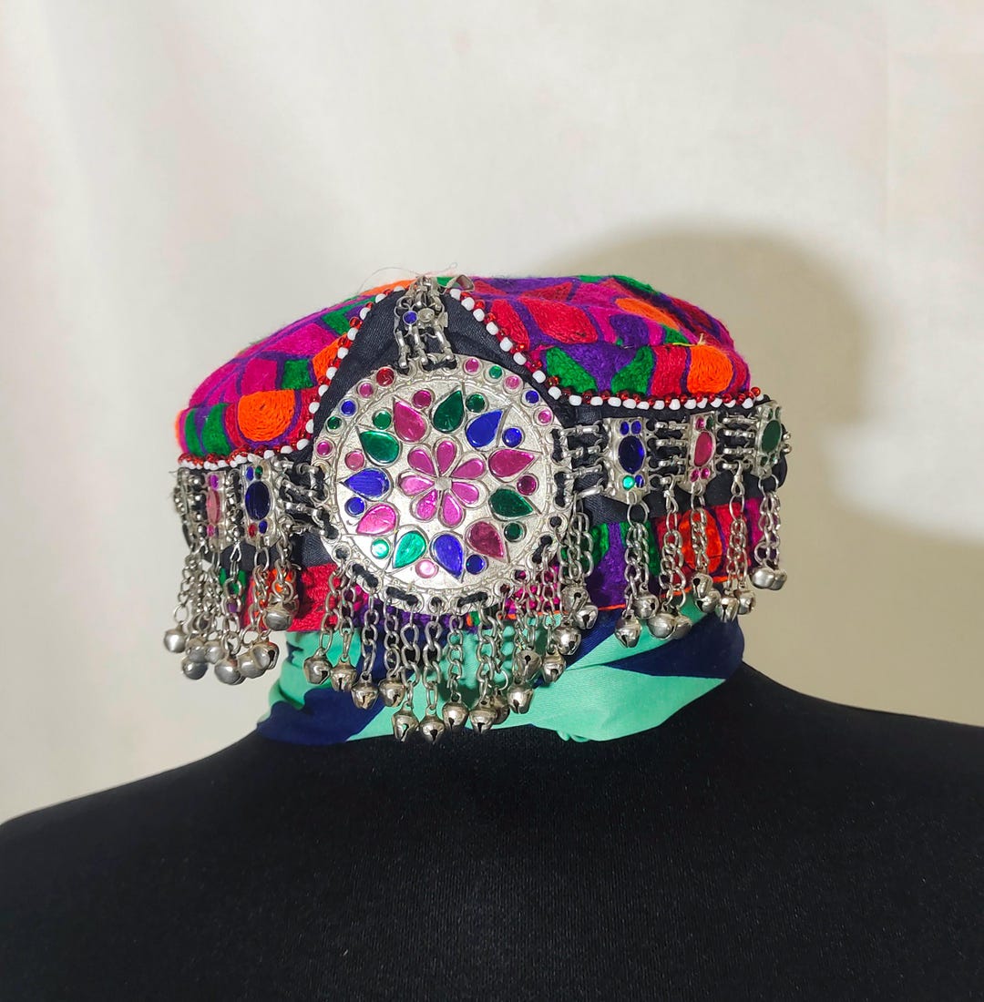 Afghan Cap With Headpiece Attached. Afghan Jewellery Hat Afghan Jewelry ...