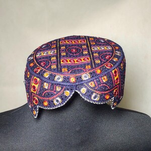 Adult Sindhi Cap 53 Cm Mirror Work Sindhi Topi Hat Handmade Balochi ...