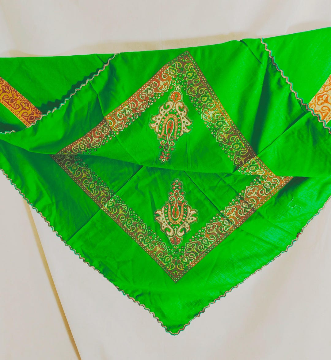 Embroidered Acrowool Keffiyeh: Green Karbala Ghutra Shemagh - 51x51" - Etsy