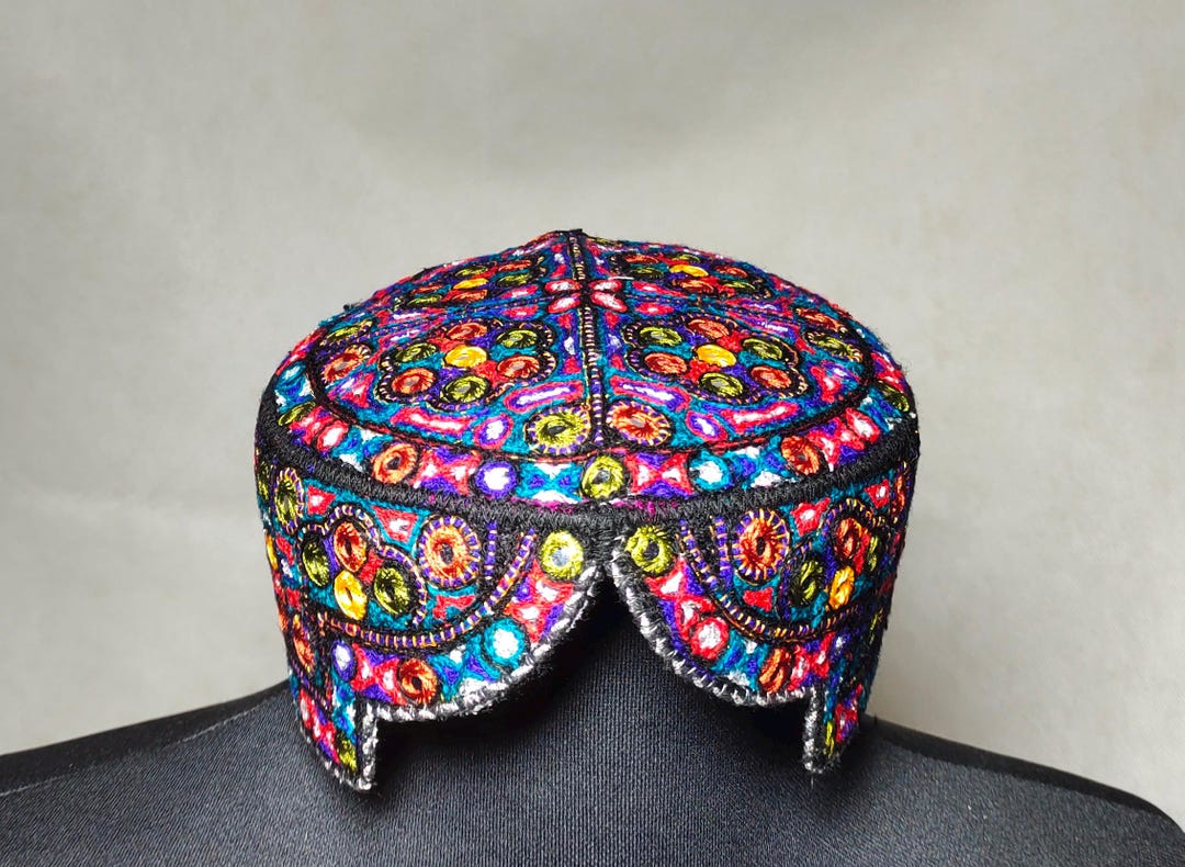 Adult Sindhi Cap 53 Cm Mirror Work Sindhi Topi Hat Handmade Balochi ...