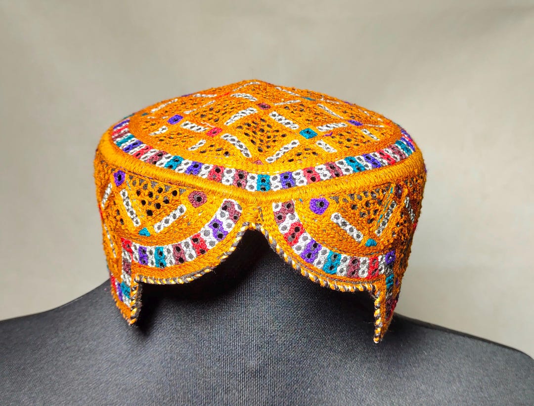 Adult Sindhi Cap 53 Cm Sindhi Hat Sindhi Topi Hat Handmade Balochi ...