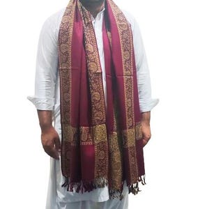 Maroon Color Muffler Shawl for Men and Women Weddings Shadi Mehandi ...