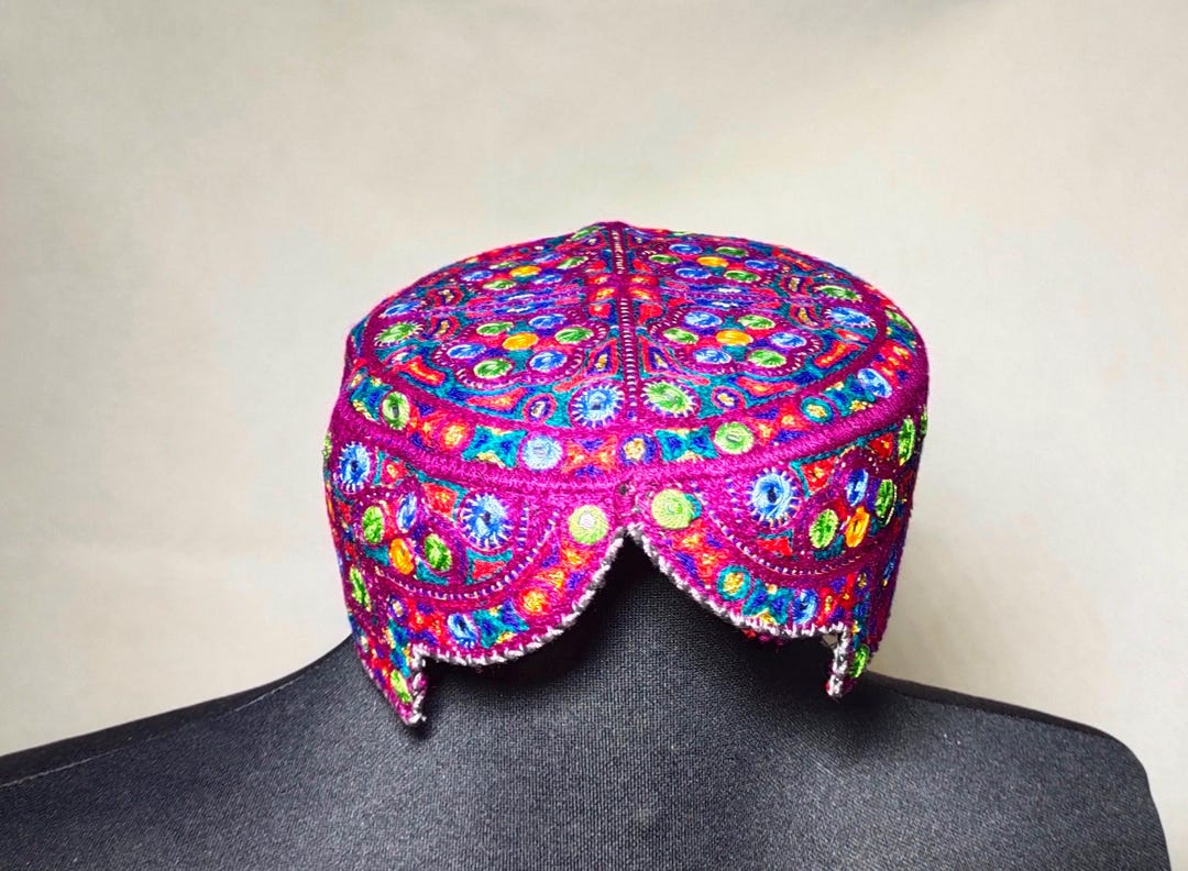 Adult Sindhi Cap 53 Cm Mirror Work Sindhi Topi Hat Handmade Balochi ...