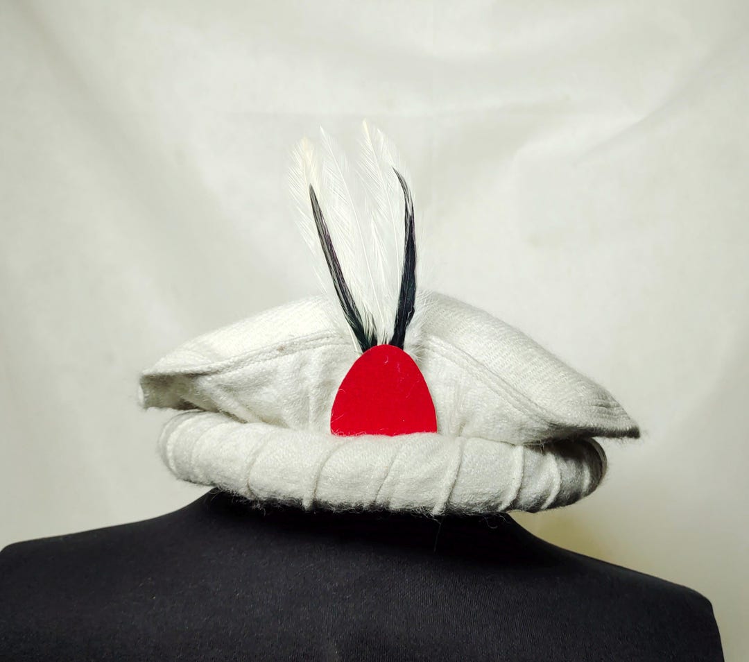 Handmade White Wool Pakol Cap: Afghan Kausia Hat With Feather - Etsy