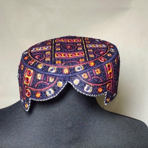 Adult Sindhi Cap 53 Cm Mirror Work Sindhi Topi Hat Handmade Balochi ...