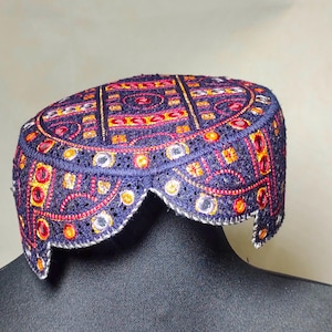 Adult Sindhi Cap 53 Cm Mirror Work Sindhi Topi Hat Handmade Balochi ...