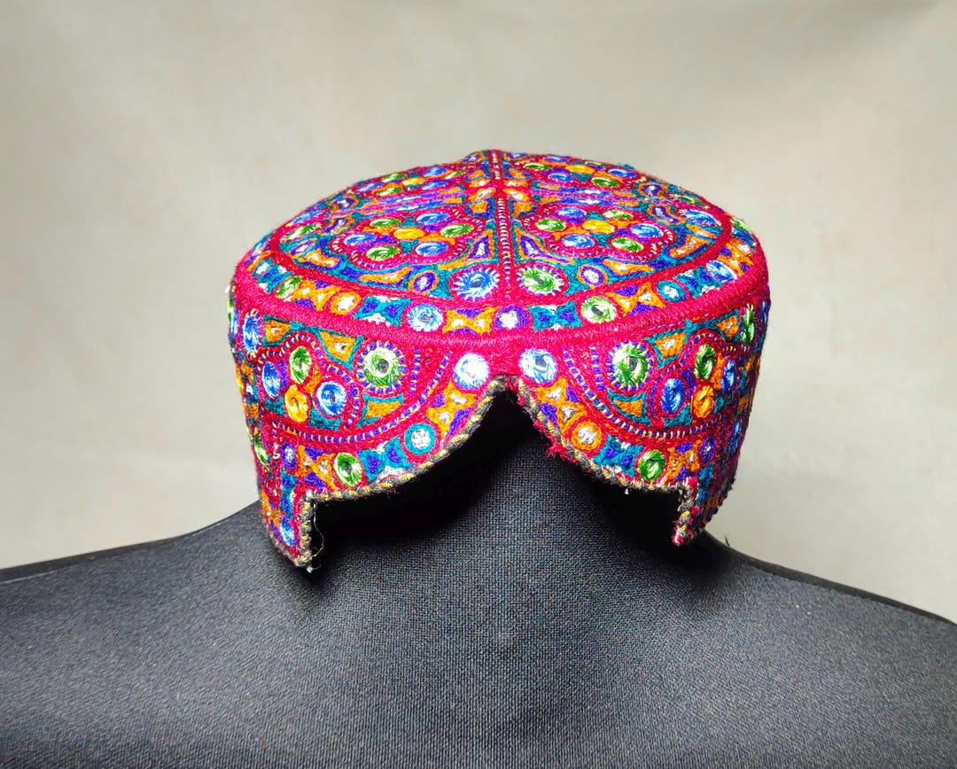 Adult Sindhi Cap 53 Cm Mirror Work Sindhi Topi Hat Handmade Balochi ...
