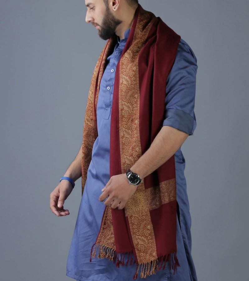 Maroon Color Muffler Shawl for Men and Women Weddings Shadi Mehandi ...