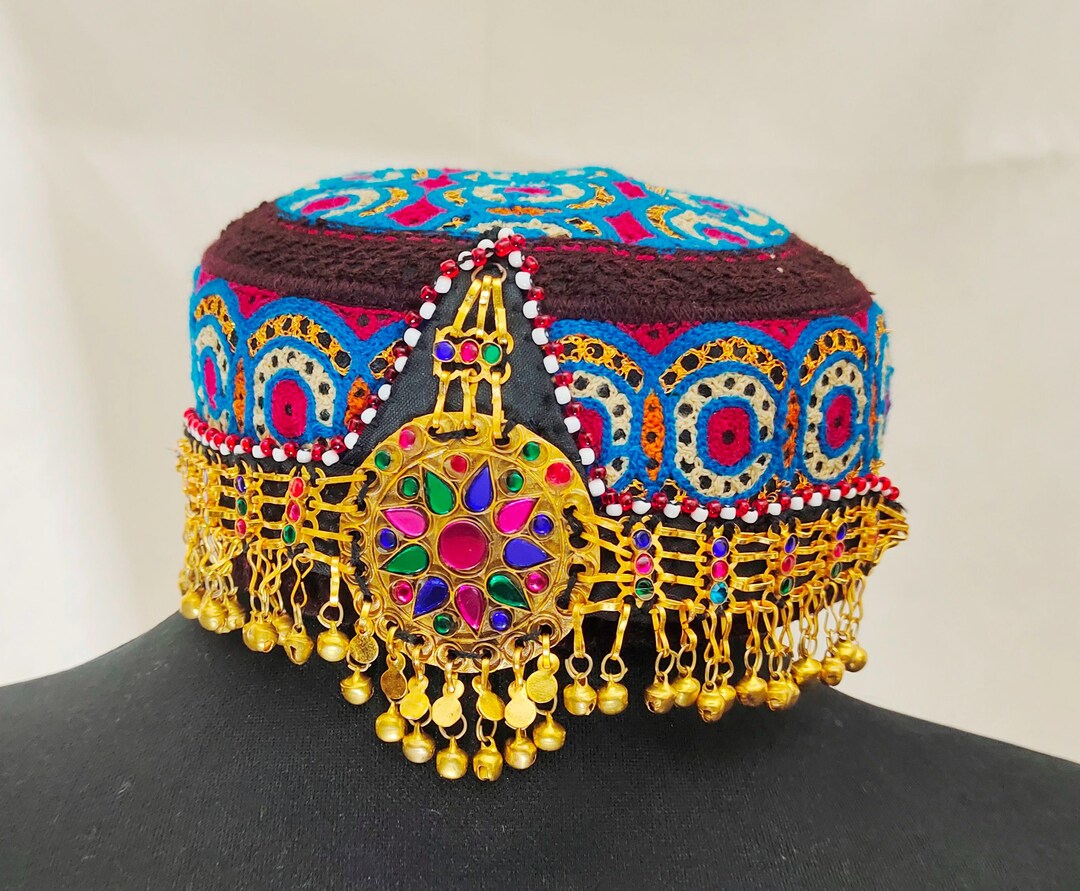 Halima Sultan Cap With Mathapatti Headpiece Afghan Women Jewlery ...