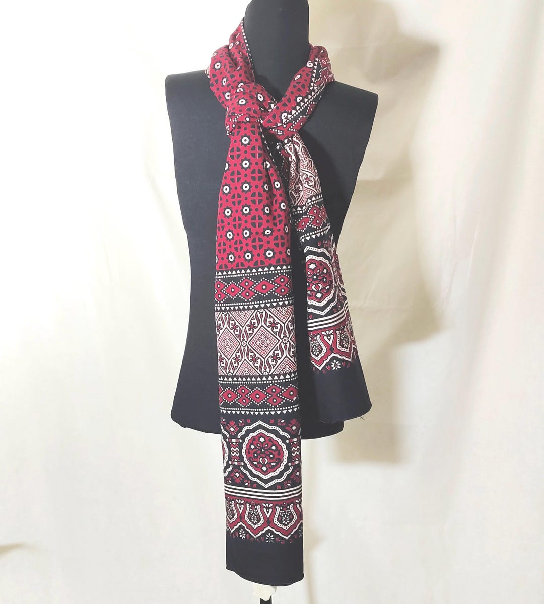 Handmade Cotton Sindhi Ajrak Scarf: Unisex Neck Wrap Shawl - Etsy