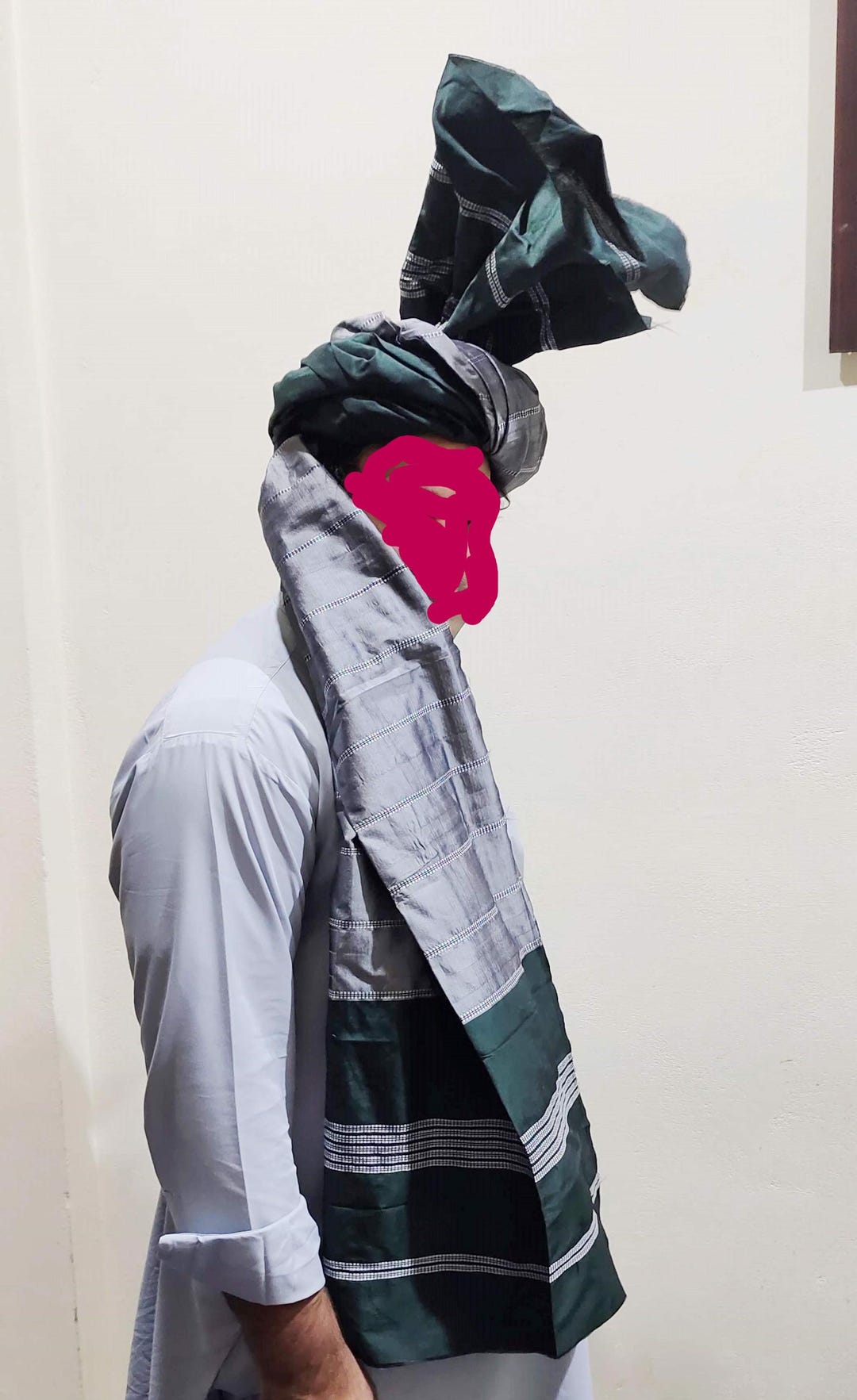 Gray and Green Afghan Turban: Traditional Lungee Cloth - Etsy