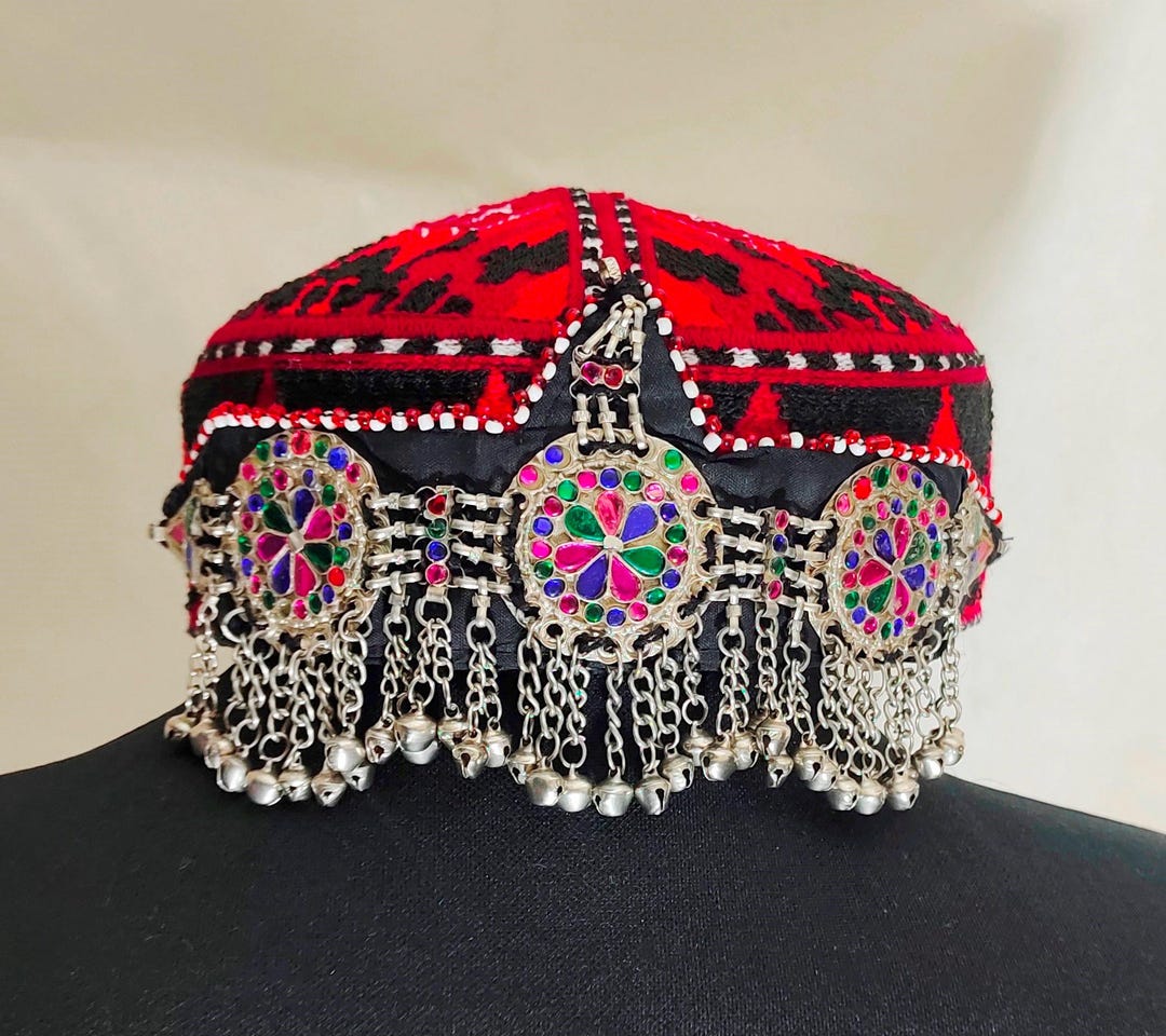 Halima Sultan Cap With Mathapatti Headpiece Afghan Women Jewlery ...
