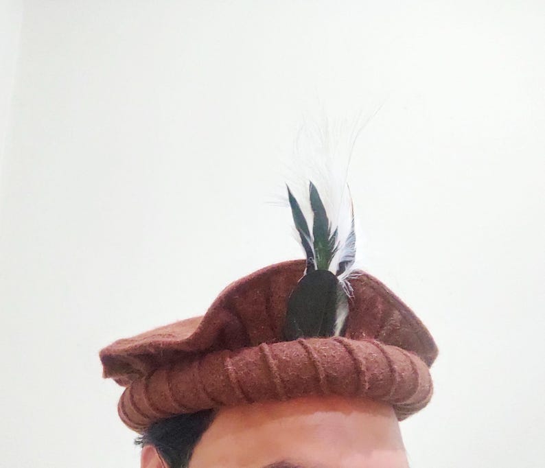 Brown Wool Pakol Cap With Feather: Afghan Chitrali Topi - Etsy