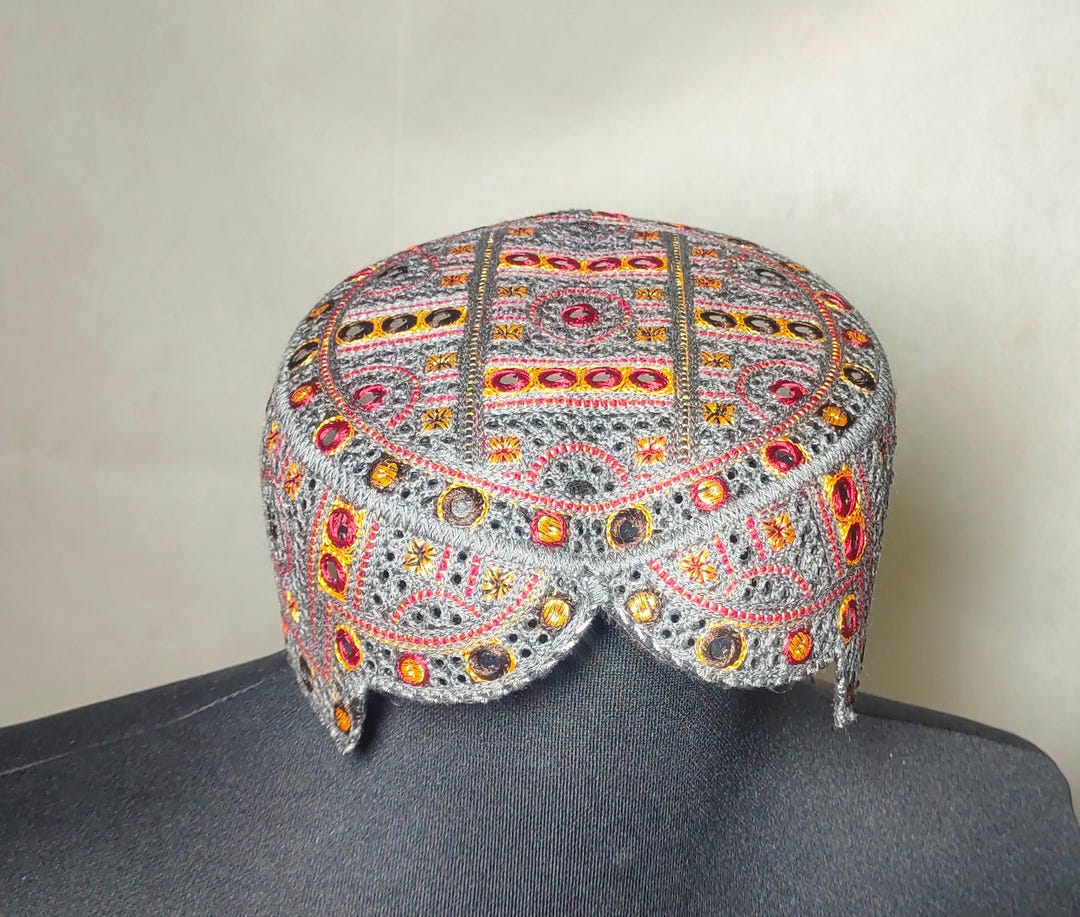 Adult Sindhi Cap 53 Cm Mirror Work Sindhi Topi Hat Handmade Balochi ...